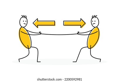 Two Stickman Playing Tug War Vector Stock Vector (Royalty Free ...