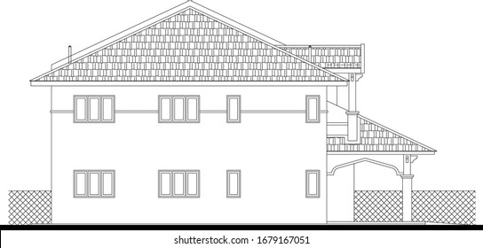 Two Storey Terrace House 2d Black Stock Vector (Royalty Free ...