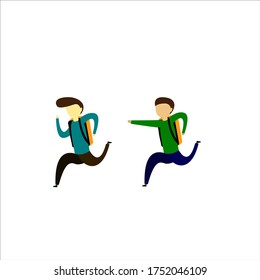 Two Student Running Late Go School Stock Vector (Royalty Free ...