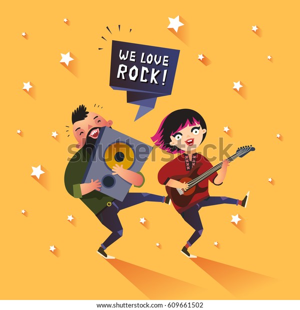 Two Stylish Rock Musicians We Love Stock Vector (Royalty Free) 609661502