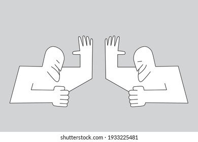 Two Stylized Men Raised Hand Vector Stock Vector (Royalty Free ...