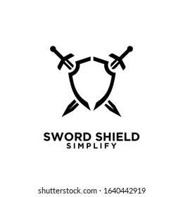 Black Two Sword Shield Logo Icon Stock Vector (Royalty Free) 1642541182 ...
