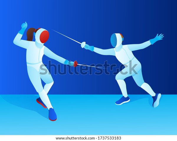 Two Swordsmen Fight Rapiers Full Equipment Stock Vector (Royalty Free ...