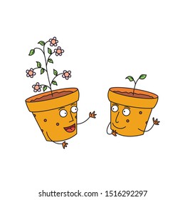 Two Talking Happy Flower Pots Stock Vector (Royalty Free) 1516292297 ...
