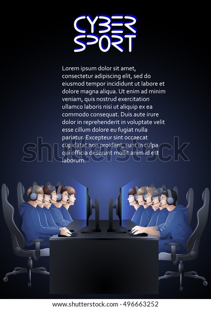 Two Teams Five Players Sitting Table Stock Vector (Royalty Free ...