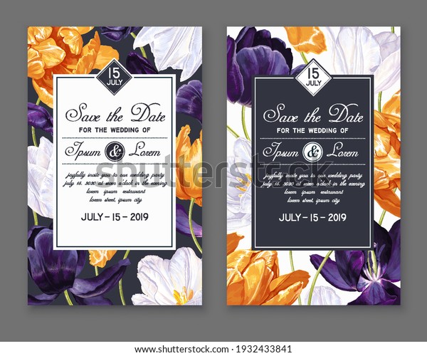 Two Templates Invitation Cards Poster Social Stock Vector (Royalty Free ...