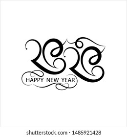 Two Thousand Twenty Calligraphy Year Icon Stock Vector (Royalty Free ...