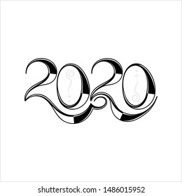 Two Thousand Twenty Calligraphy Year Icon Stock Vector (Royalty Free ...
