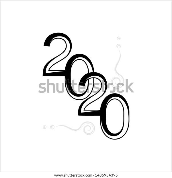 Two Thousand Twenty Calligraphy Year Icon Stock Vector (Royalty Free ...