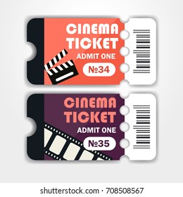 Two Tickets Cinema Vector Illustration Stock Vector (Royalty Free ...