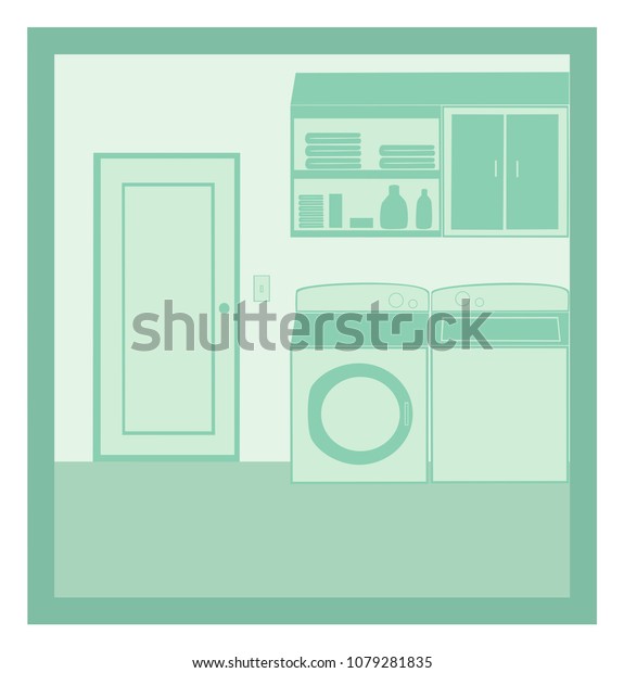 Two Tone Laundry Room Matching Rooms Stock Vector (Royalty Free ...