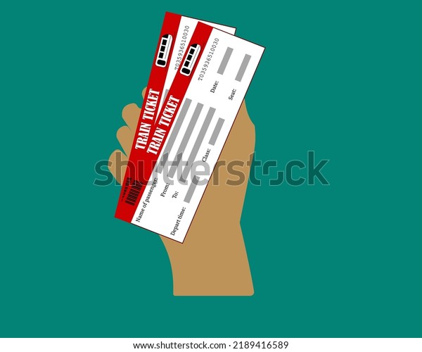Two Train Tickets Hand On Green Stock Vector (Royalty Free) 2189416589 ...