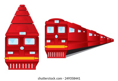 Two Trains Red Colour On White Stock Vector (Royalty Free) 249358441