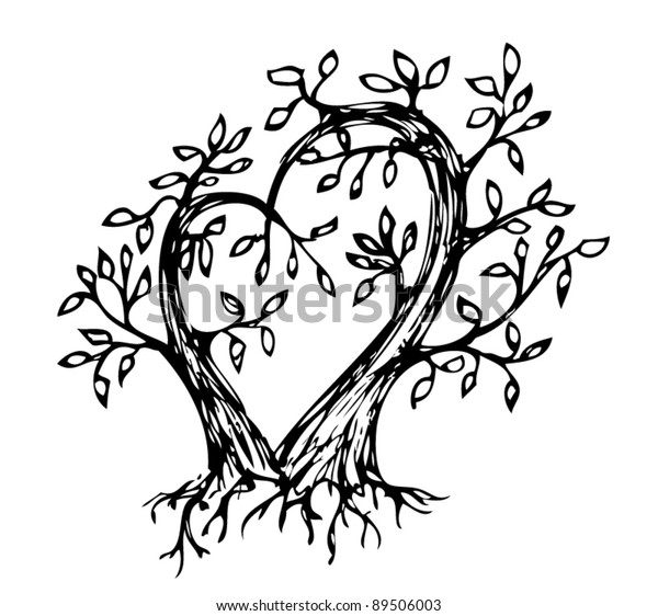 Two Trees Forming Heart Stock Vector (Royalty Free) 89506003