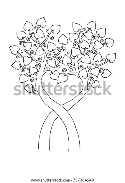 Two Trees Heart Hand Drawn Picture Stock Vector (Royalty Free ...