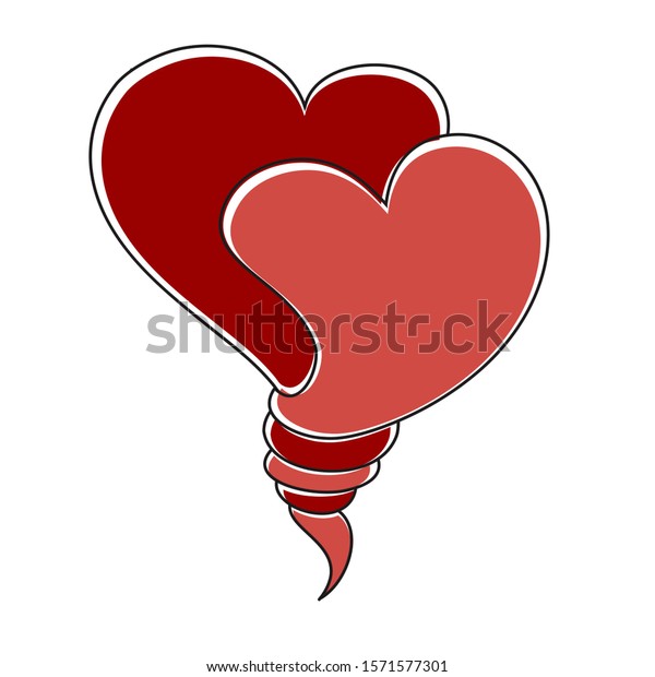 Two Twisted Hearts Vector Illustration Isolated Stock Vector (Royalty ...