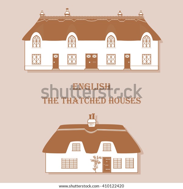 Two Typical English Thatched House Vector Stock Vector (Royalty Free ...