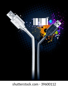 Two Usb Cables On Bright Graffiti Stock Vector (Royalty Free) 39600112 ...