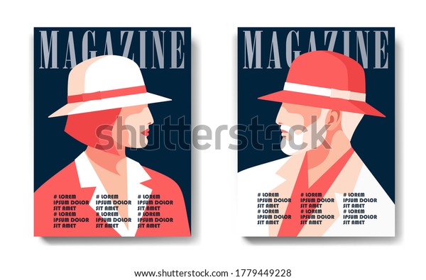 Two Variants Magazine Cover Design Female: เวกเตอร์สต็อก (ปลอดค่า ...