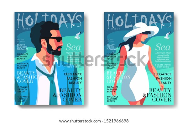 Two Variants Magazine Cover Designs Summer Stock Vector (Royalty Free ...