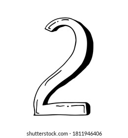 Two Vector Hand Drawn Sketch Number Stock Vector (Royalty Free ...