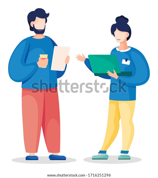 Two Vector Office Characters Communicating Each Stock Vector (Royalty ...