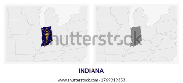 Two Versions Map Us State Indiana Stock Vector (Royalty Free ...