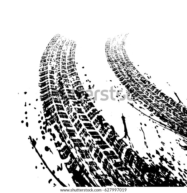 Two Warped Black Grunge Tire Tracks Stock Vector (Royalty Free ...