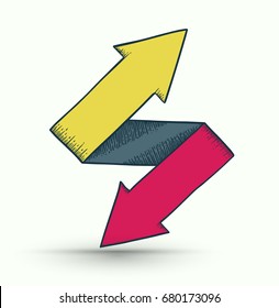 Two Way Arrows Down Directions Consisting Stock Vector (Royalty Free ...
