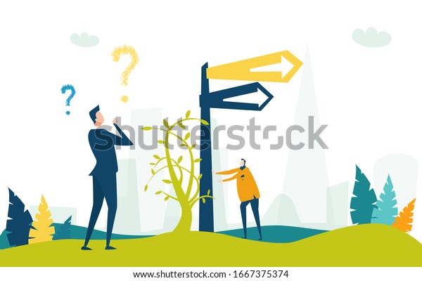 Two Way Sign Post Businessman Thinking Stock Vector (Royalty Free ...