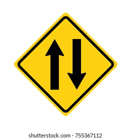 Isolated Twoway Direction Warning Sign Paperwork Stock Vector (Royalty ...