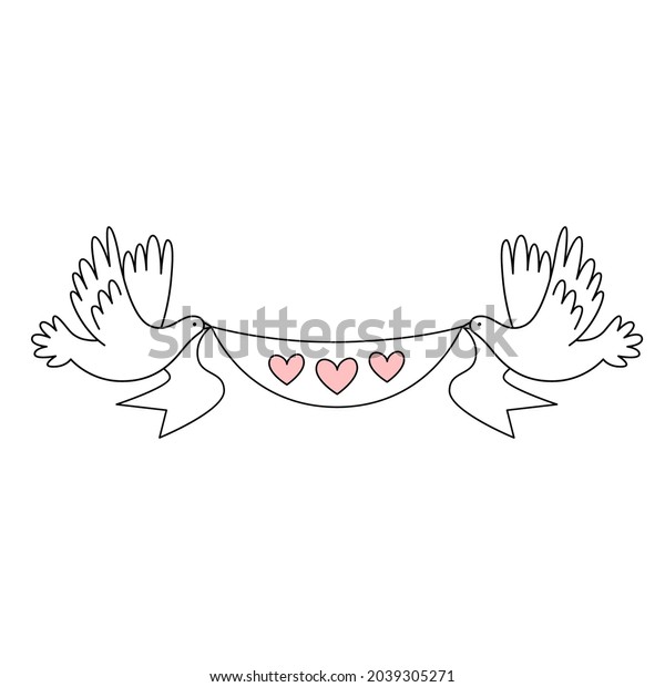 Two Wedding White Doves Holding Ribbon Stock Vector (Royalty Free ...
