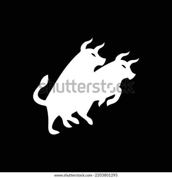 Two White Bull Logo Design Stock Vector (Royalty Free) 2203801295 ...