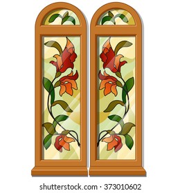 Two Windows Stained Glass Oriental Style Stock Vector (Royalty Free ...