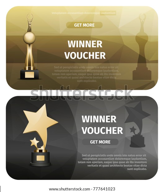 Two Winner Vouchers Big Small Golden Stock Vector (Royalty Free ...