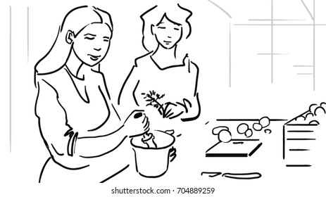 618 Woman cooking simple drawing Stock Illustrations, Images & Vectors ...