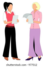 Two Women Work: vector de stock (libre de regalías) 977512 | Shutterstock