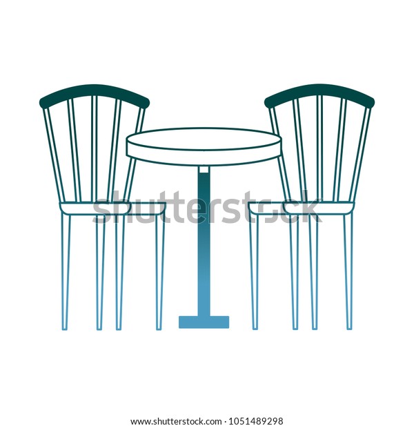 Two Wooden Chair Round Table Furniture Stock Vector (Royalty Free ...