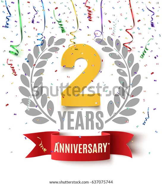 Two Years Anniversary Background Red Ribbon Stock Vector (Royalty Free ...