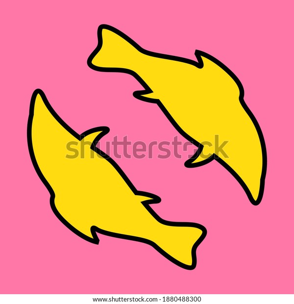 Two Yellow Fish On Pink Background Stock Vector (Royalty Free ...