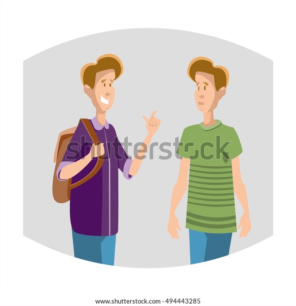 Two Young Boys Students Speaking Friends Stock Vector (Royalty Free ...