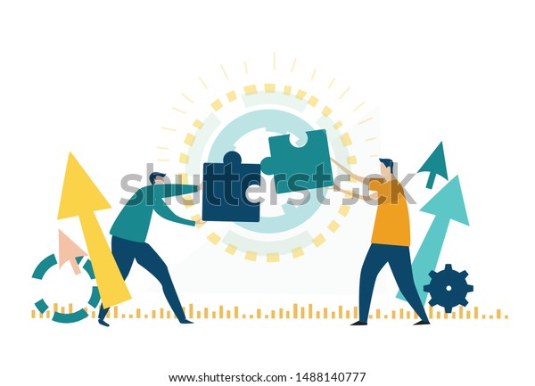 Two Young Business People Working Together Stock Vector (Royalty Free ...