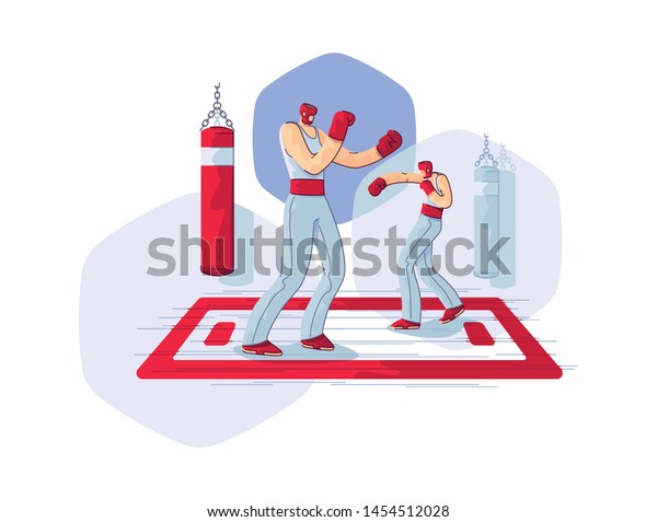 Two Young Man Practicing Punches Mixed: vector de stock (libre de ...