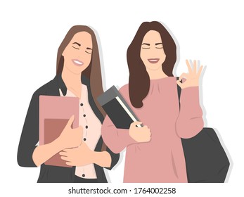 Two Young Smiling Positive Students Trend Stock Vector (Royalty Free ...