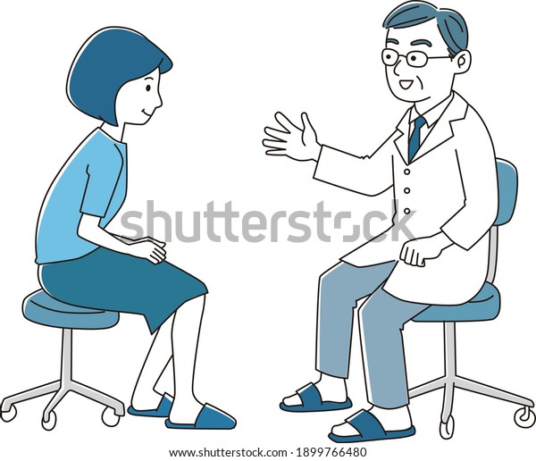 Twocolor Vector Illustration Doctor Talking Patient Stock Vector ...