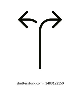 Twodirection Road Black Line Icon Branching Stock Vector (Royalty Free ...
