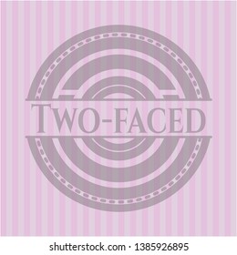 Twofaced Badge Pink Background Vector Illustration Stock Vector ...