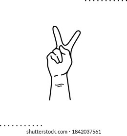 Twofinger Gesture Vector Icon Outlines Stock Vector (Royalty Free ...