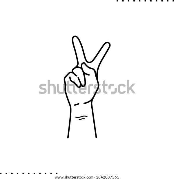 Twofinger Gesture Vector Icon Outlines Stock Vector (Royalty Free ...