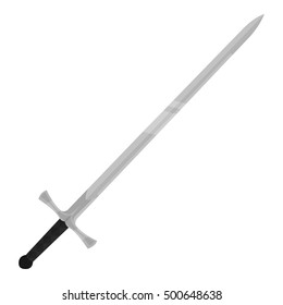 Vektor Stok Twohanded Sword Icon Monochrome Single Weapon (Tanpa ...